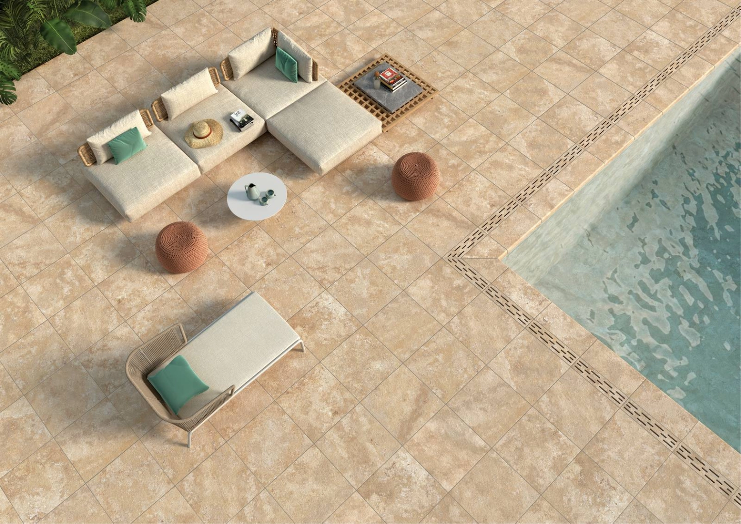 Ceramiche Keope Percorsi Frame Corner Tile Travertino Beige, Spazzolato ...