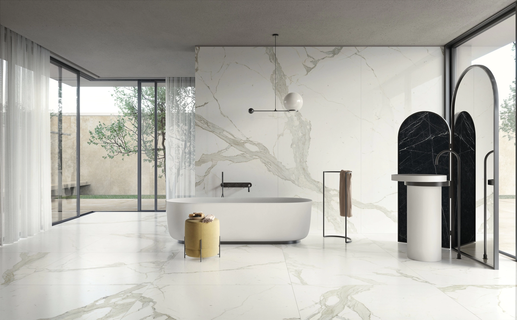 Ariostea Ultra Marmi Bianco Calacatta, Lucidato shiny, 75x150cm, 6.00mm ...